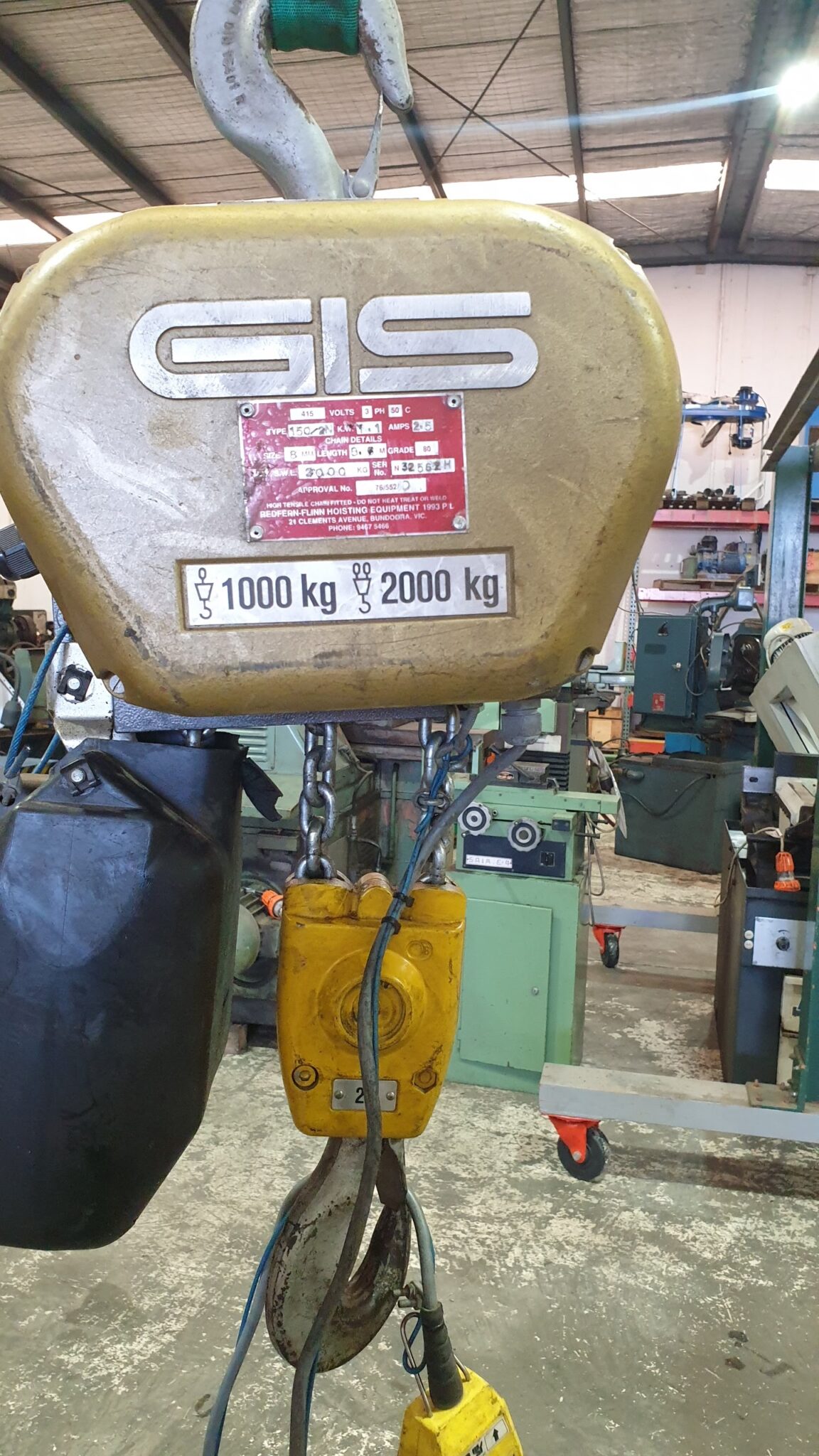 GIS 2000kg Electric Hoist - Newmac Equipment